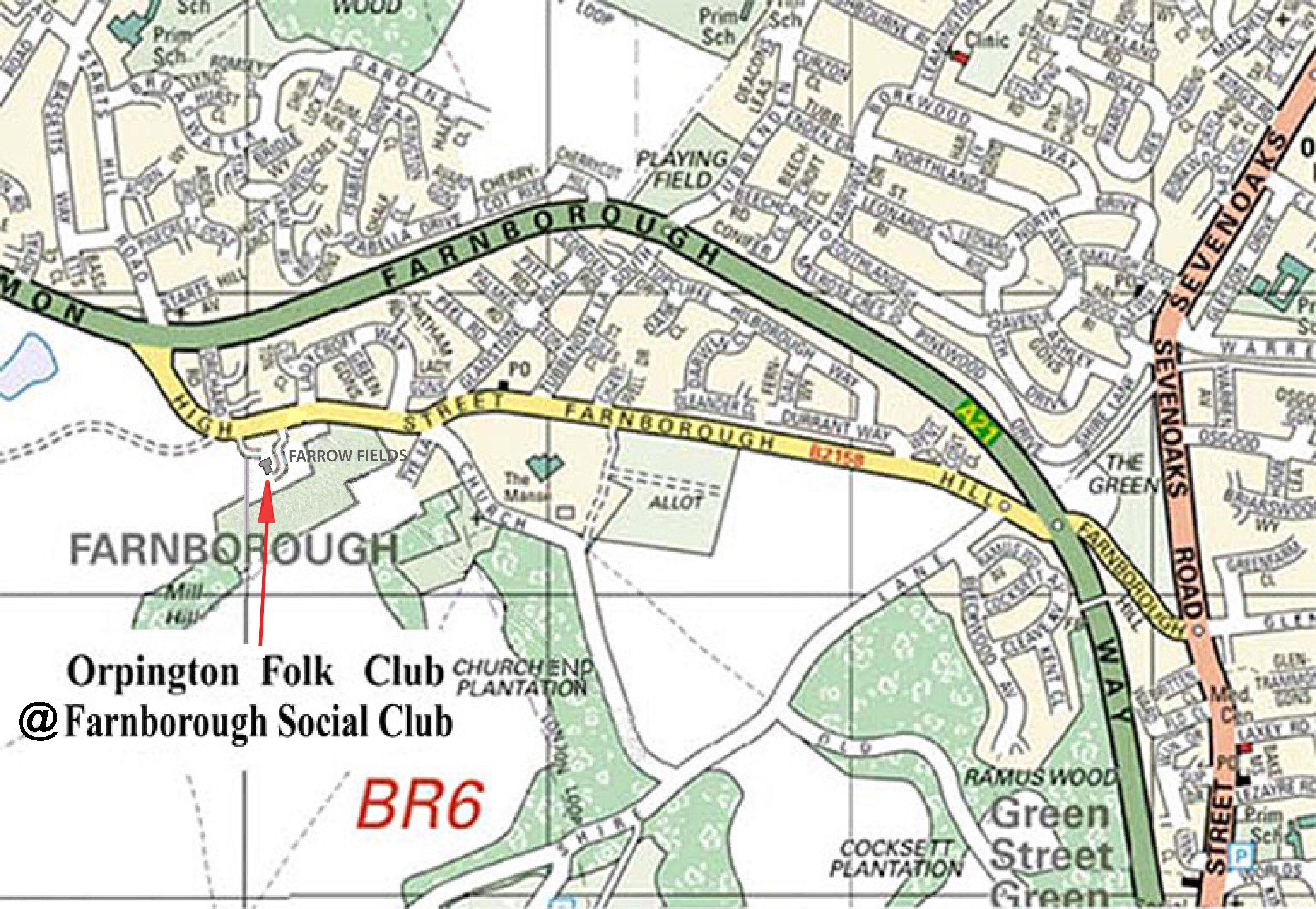 Orpington Folk CLub (Map showing area surrounding Orpington Folk Club.)